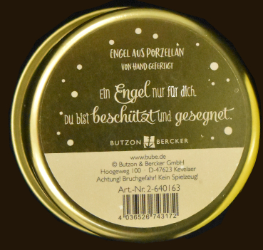 engeltraum.ch - Porzellan-Engel in Dose Höhe: 5,5 cm