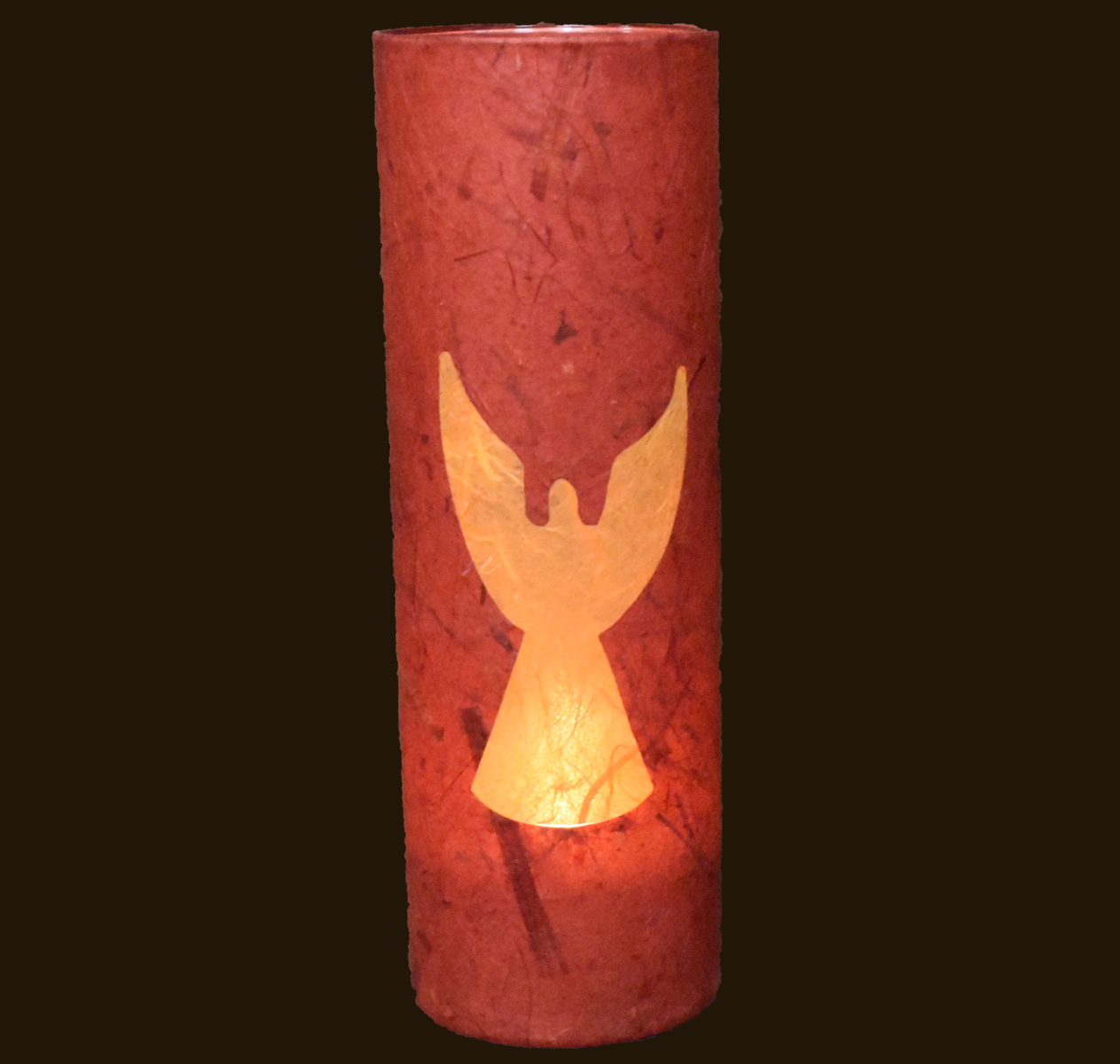 engeltraum.ch - Engel-Teelichtglas rot Höhe: 15 cm