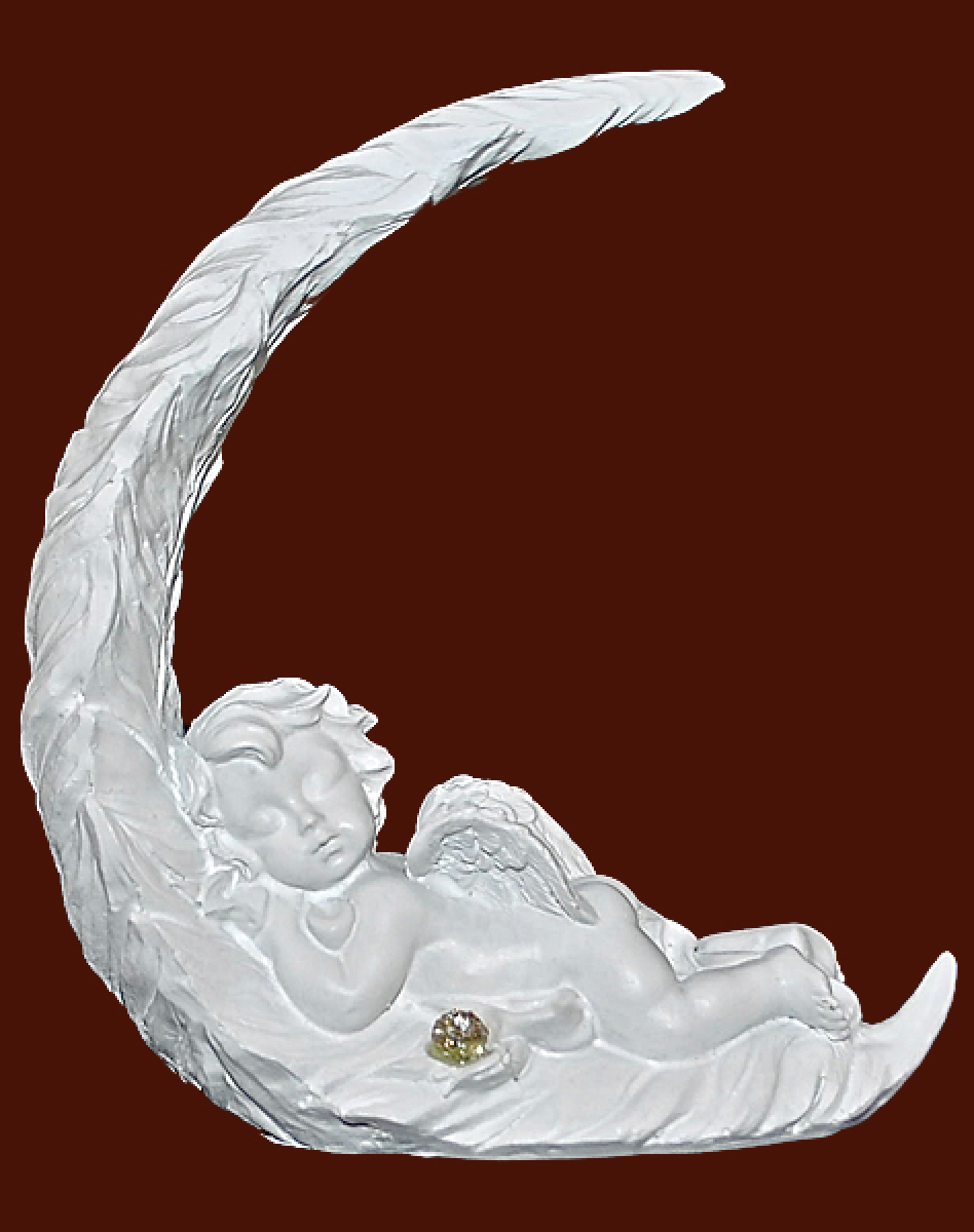 engeltraum.ch - Engel schlafend in Feder (Figur 1) Höhe: 12,5 cm